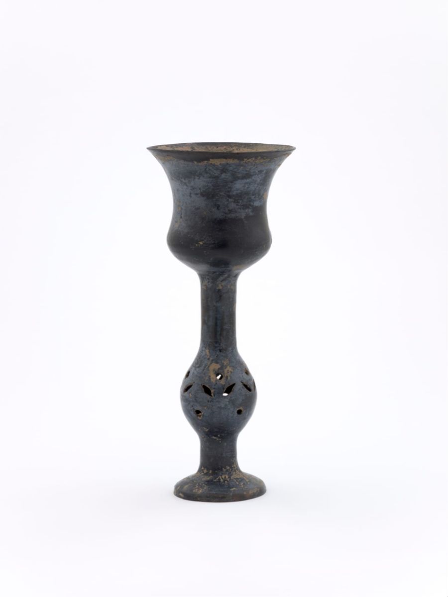 stem cup with pierced bulbous stem