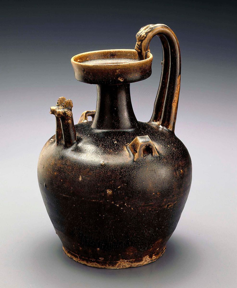 ewer with twin chicken-head spouts and dragon handle