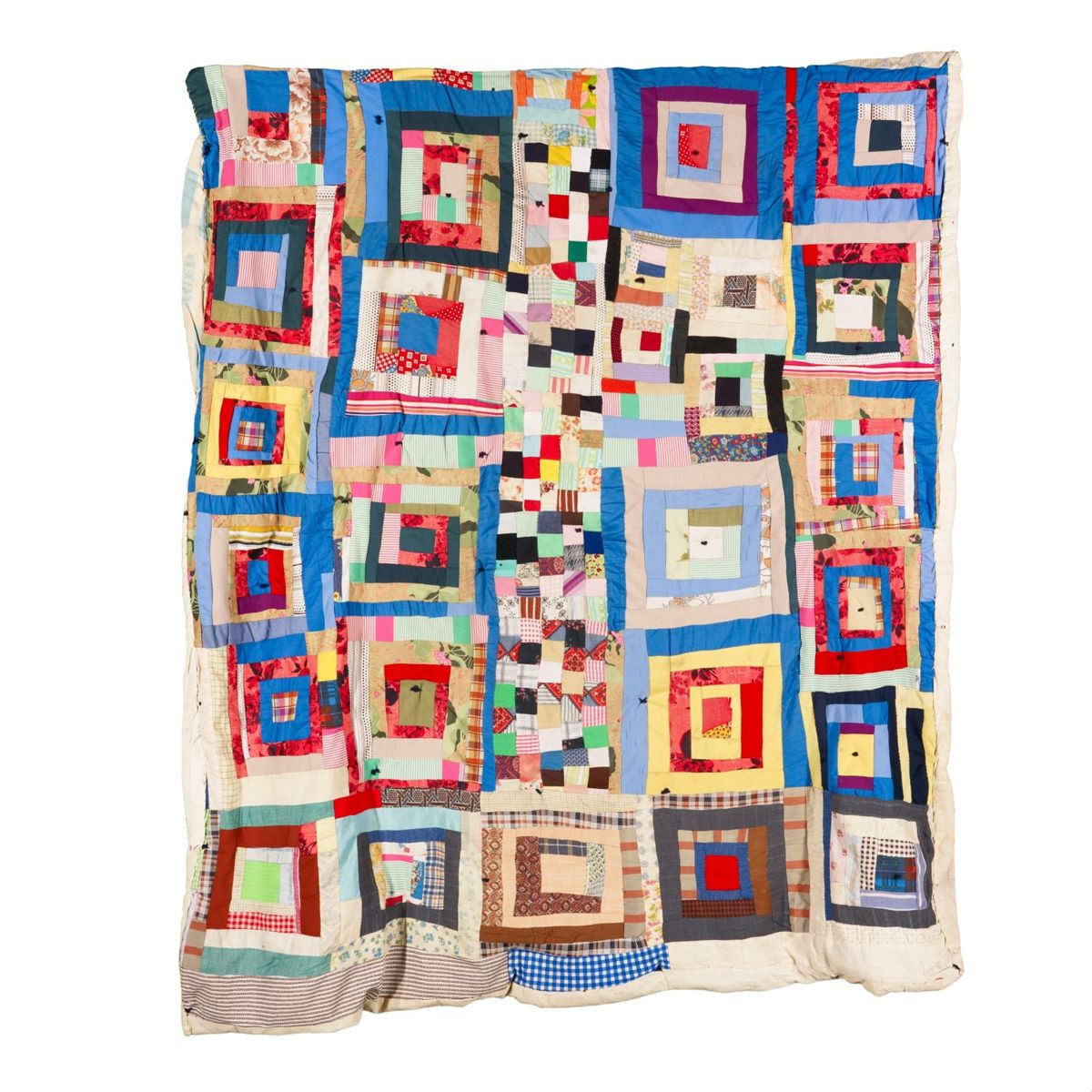 Gee's Bend quilt, "Housetop" variation with "Postage Stamp" center row