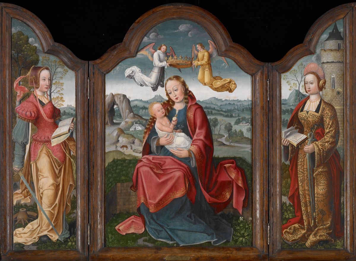 Triptych with the Virgin and Child, St. Barbara, and St. Catherine