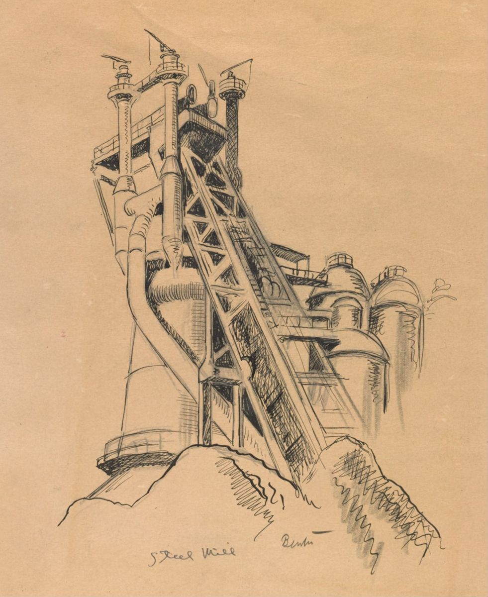 Steel Mill, Study for Indiana Mural