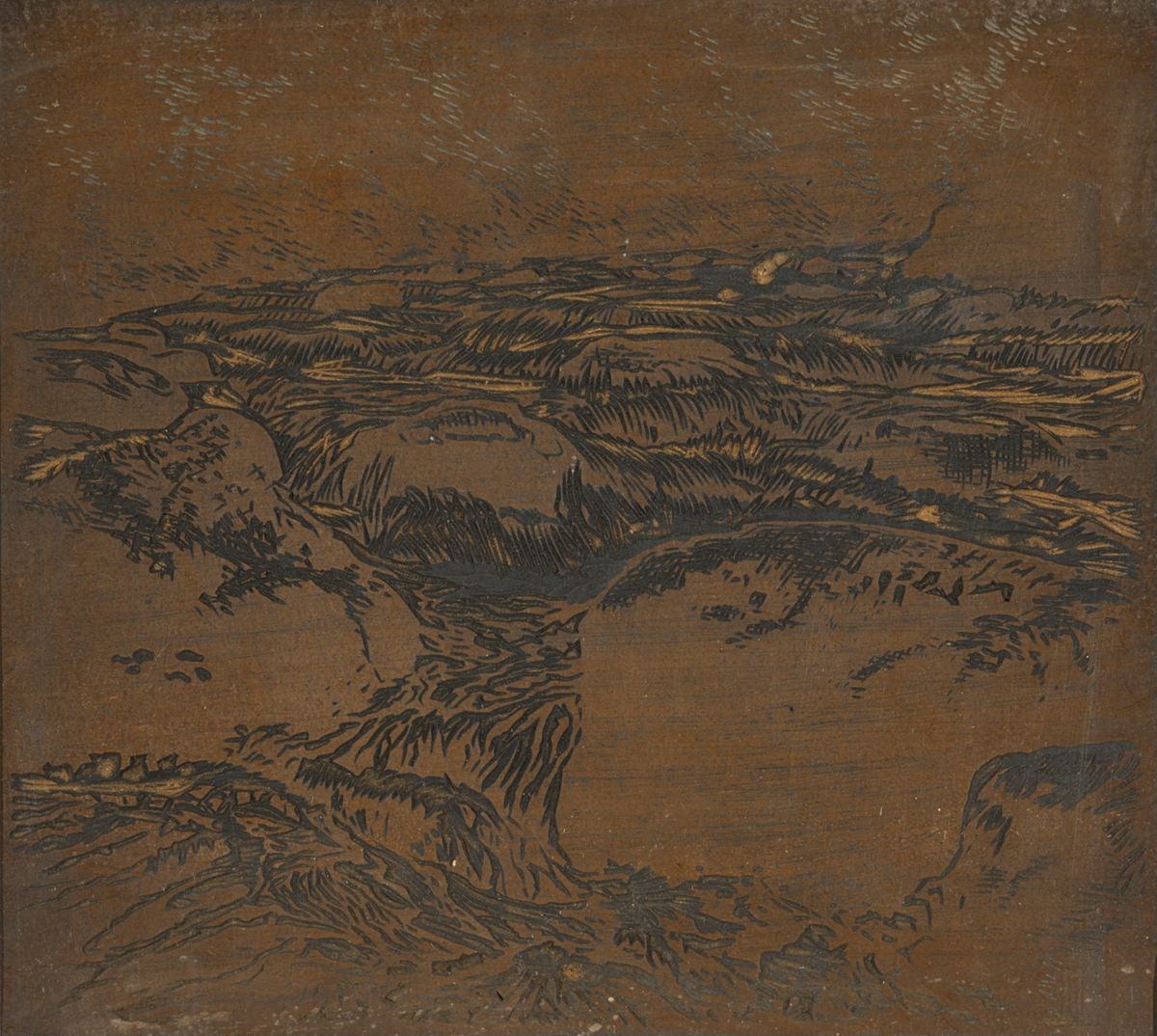 linoleum block for Laughing Water